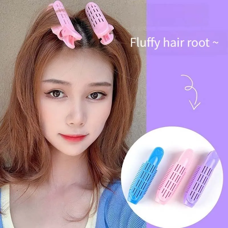 4pcs Pink Hair Root Fluff Clip Top Bobby Pin Curls Fixed Bangs Styling ...