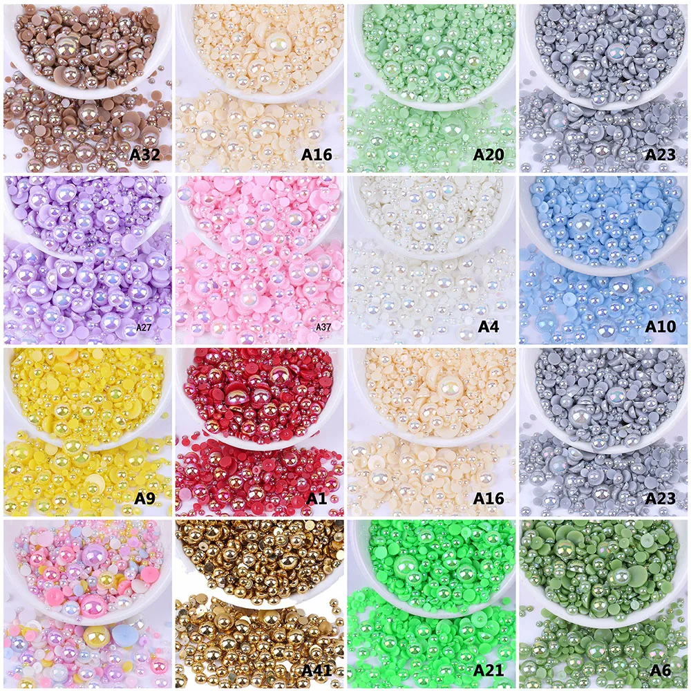 2-3-4-5-6-8-10MM-AB-Color-Imitation-Pearls-Craft-Half-Round-Flatback ...