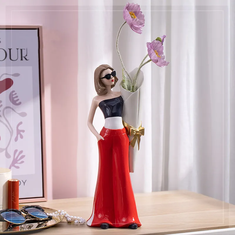 Creative-Modern-Girl-Vase-Resin-Ornaments-Home-Decor-Crafts-Statue ...