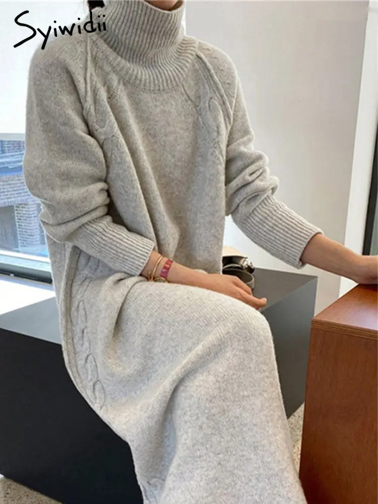 Syiwidii-vestido-de-punto-con-cuello-alto-para-mujer-ropa-informal ...