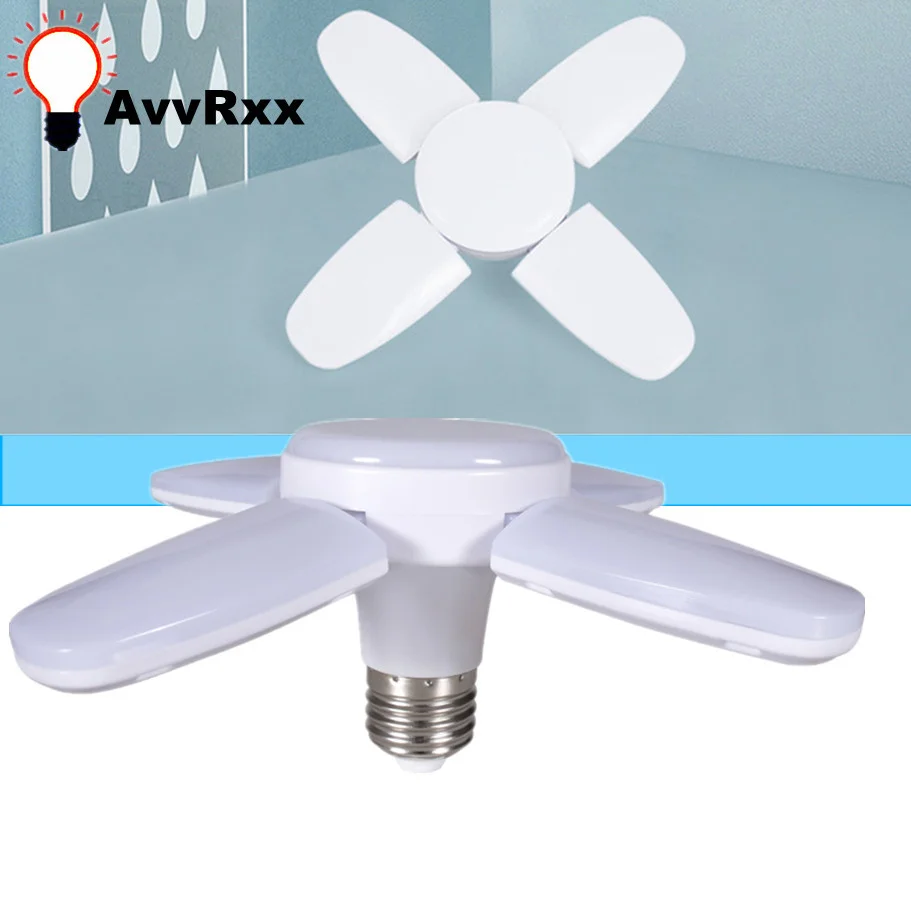 E27 LED Bulb Fan Blade Timing Lamp AC220V 28W Foldable Led Light Bulb ...