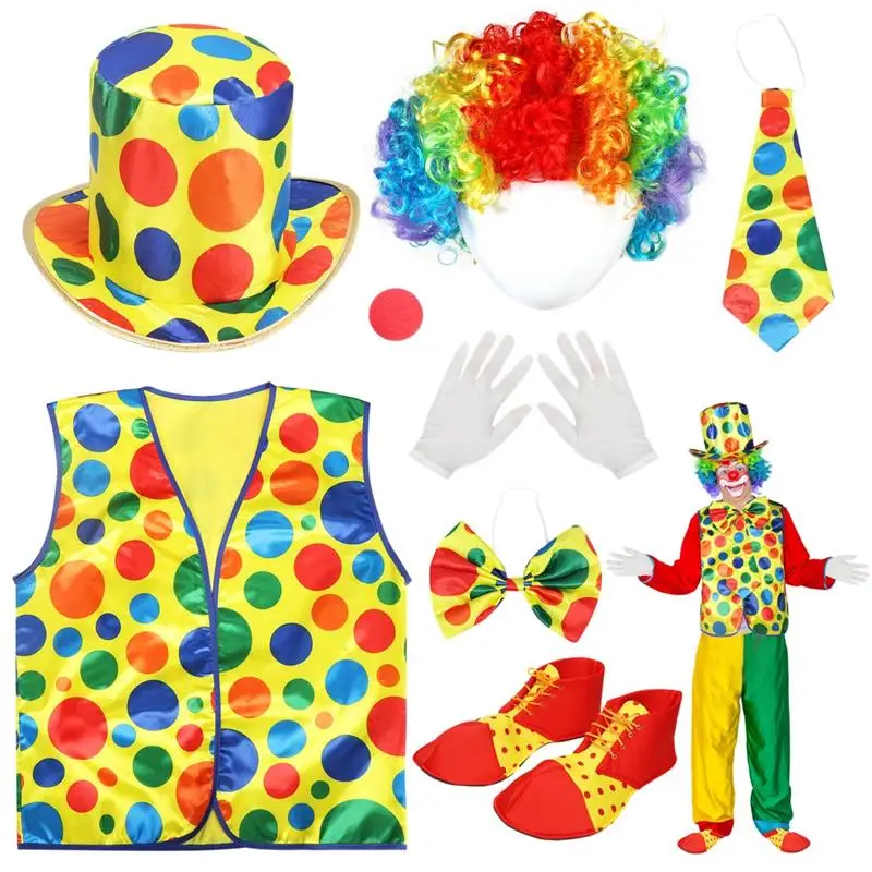 8Pcs-Clown-Costume-Set-Funtery-Clown-Accessories-With-Clown-Hat-Wig-Red ...