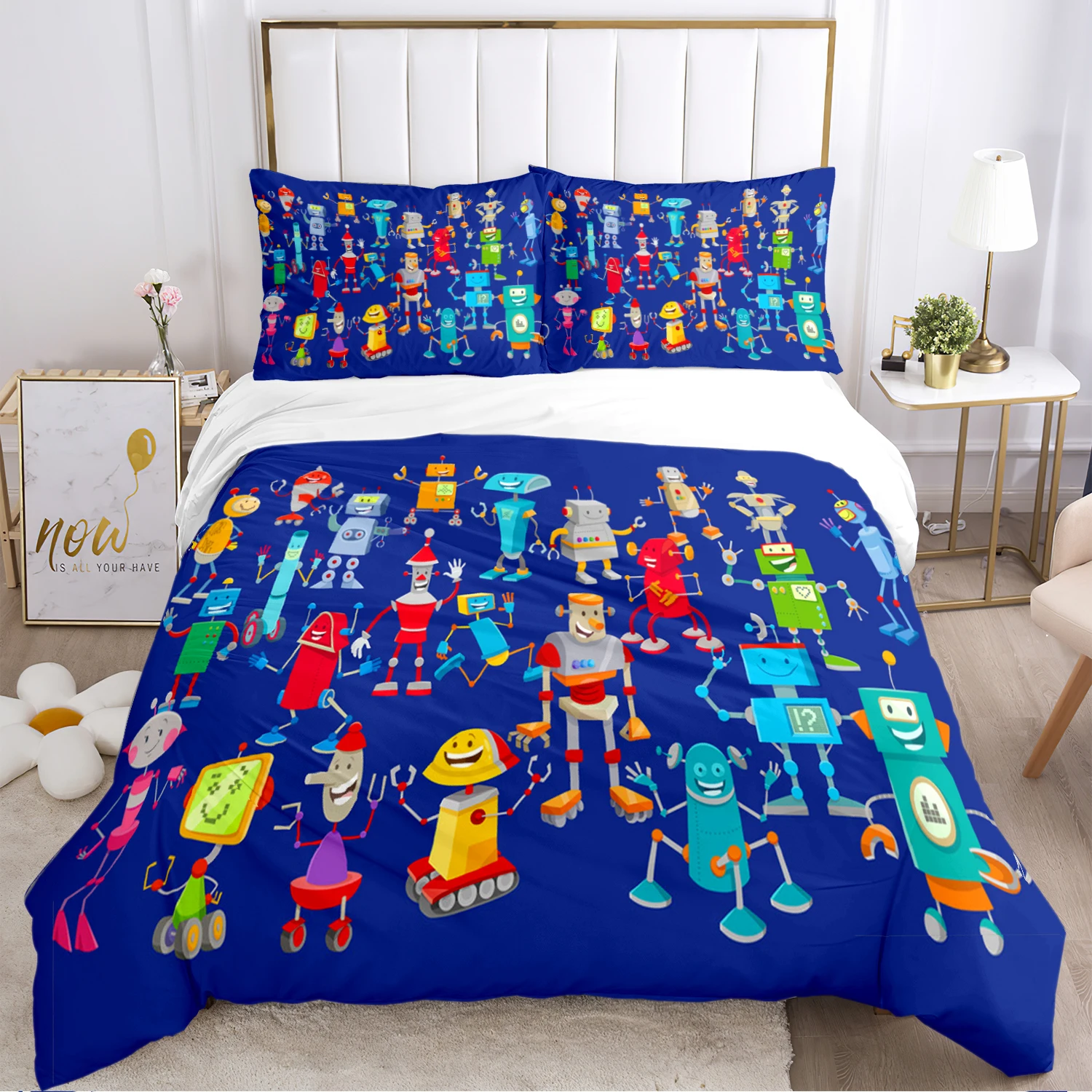 Cartoon-R-Robot-Kawaii-Duvet-Cover-Comforter-Bedding-set-Soft-Quilt ...