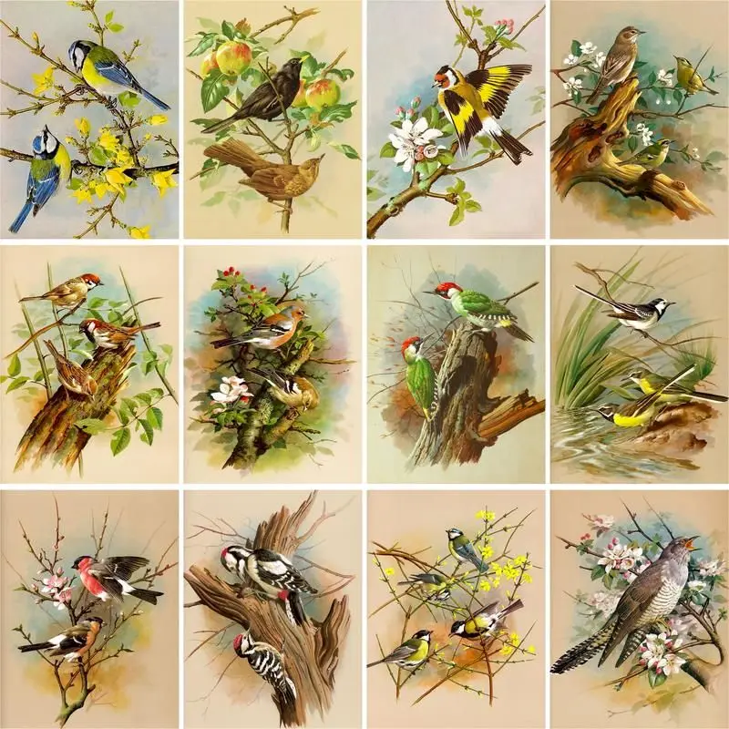 GATYZTORY Frame Birds DIY Painting By Numbers Home Decor Wall Painting ...