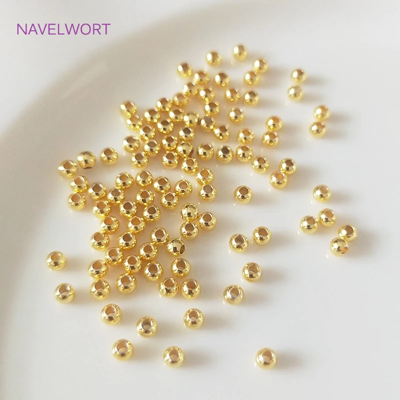 18K Gold Plated 2mm-6mm Round Spacer Beads For Bracelet Making,Beads ...