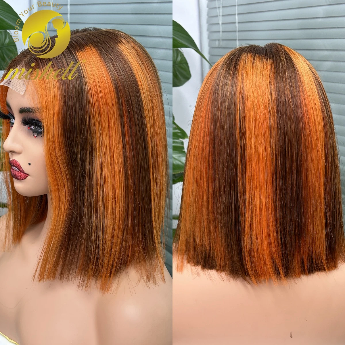 350 Color Straight Bob Wig Virgin Human Hair Wigs 2x6 Lace Short ...