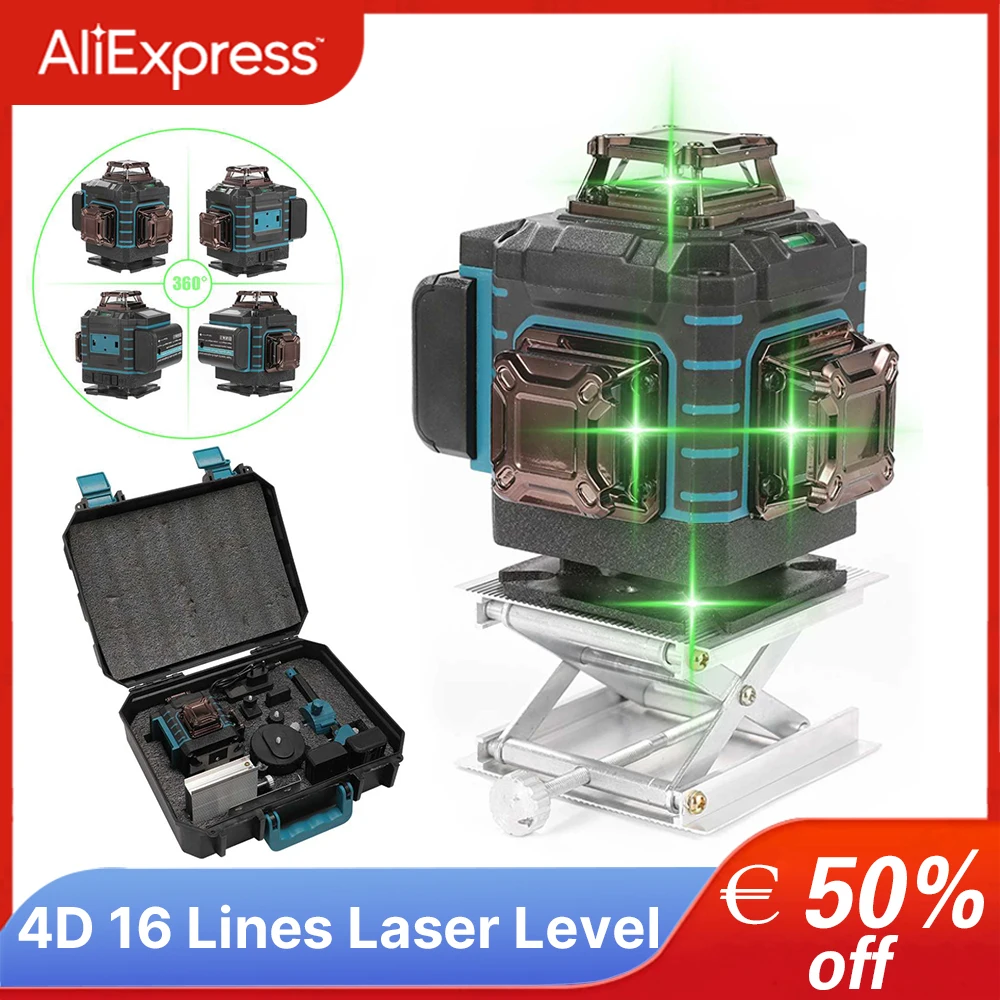 16Lines-4D-Laser-Level-Green-Line-SelfLeveling-360-Horizontal-And ...