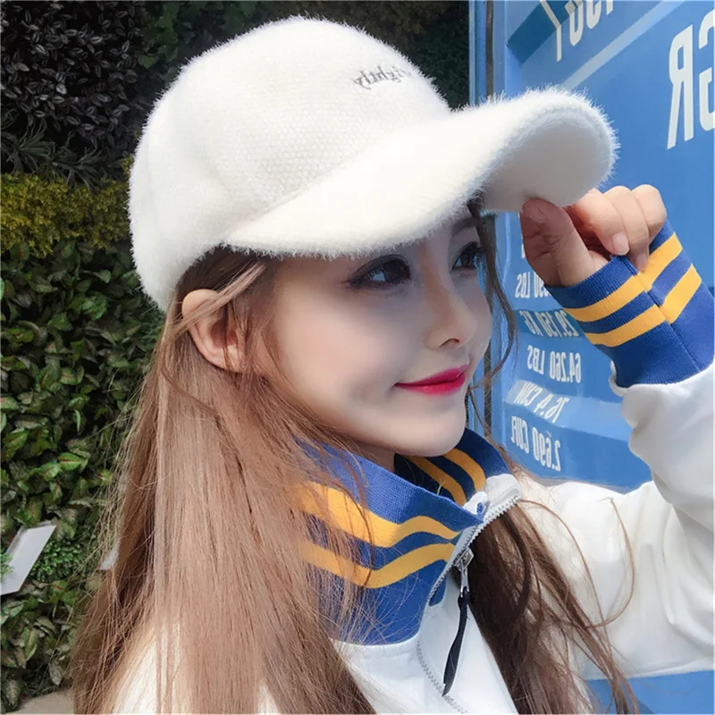 Korean-Hotsweet-Plush-Cap-Thickening-Keep-Warm-Rabbit-Hair-Blend-Baseball-Cap-Harajuku-Street ...