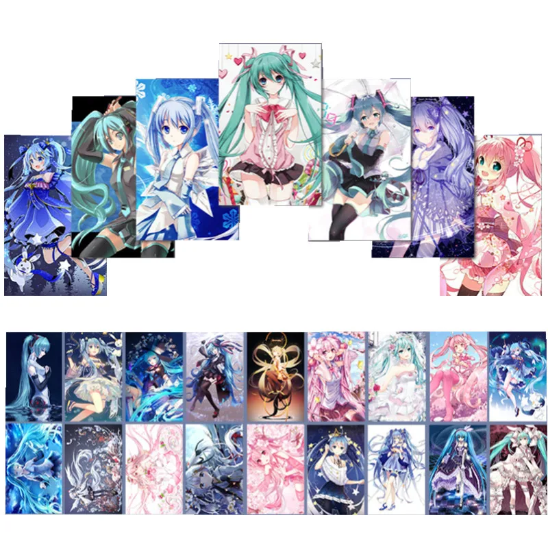 10Pcs/Set Anime Hatsune Miku Crystal Sticker Miku Color Printing Figure ...