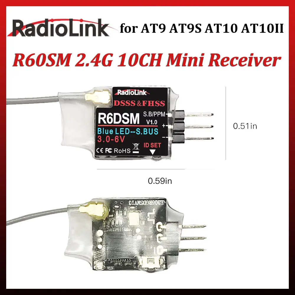Radiolink R6DSM 2.4G 10CH for Suitable Mini Size SBUS/PWM Receiver ...