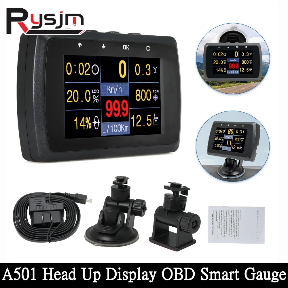 HD-A501-Car-Head-Up-Display-OBD2-Smart-Car-HUD-Gauge-Speedometer ...