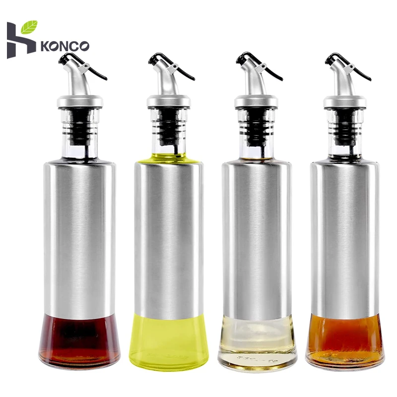 Stainless Steel Oil Bottle Glass Storage Bottles For Oil Vinegar Olive ...