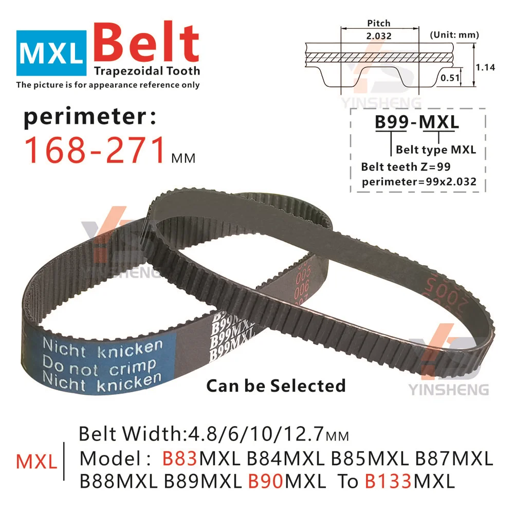 MXL Timing Belt perimeter168-271mm Model B83MXL B84MXL B85MXL B87MXL ...