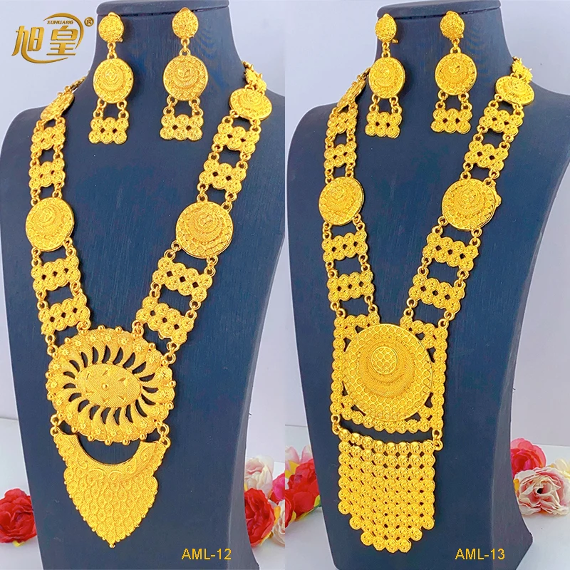XuHuang-African-Gold-Color-Necklace-Earring-Sets-Arab-Ethiopia-Nigeria ...