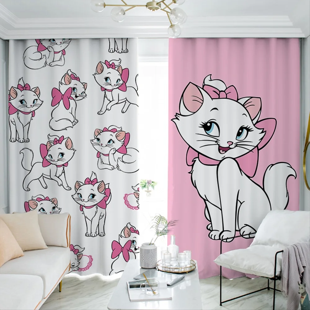 Cute-Mary-Cat-Pink-Blackout-Curtains-3D-Printing-Magic-Lamp-Princess ...