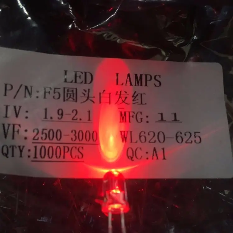 1000pcs-F5-round-head-5mm-RED-Super-Bright-Diffused-LED-Light-Lamps-fog ...