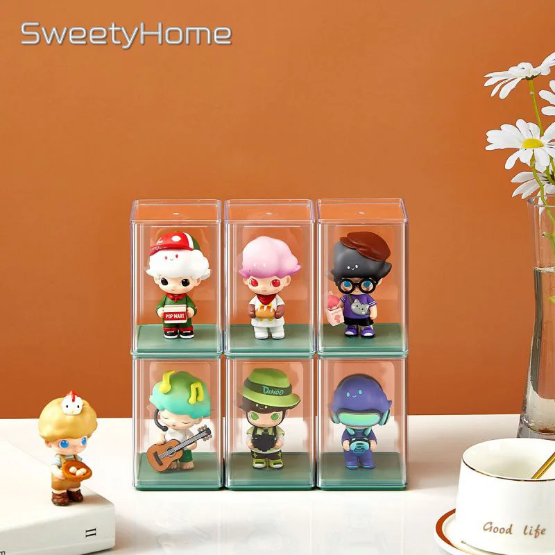 6pcs 팝 마트 피규어 디스플레이 케이스 클리어 블라인드 박스 쇼케이스 차고 키트 Collectible Storage Box