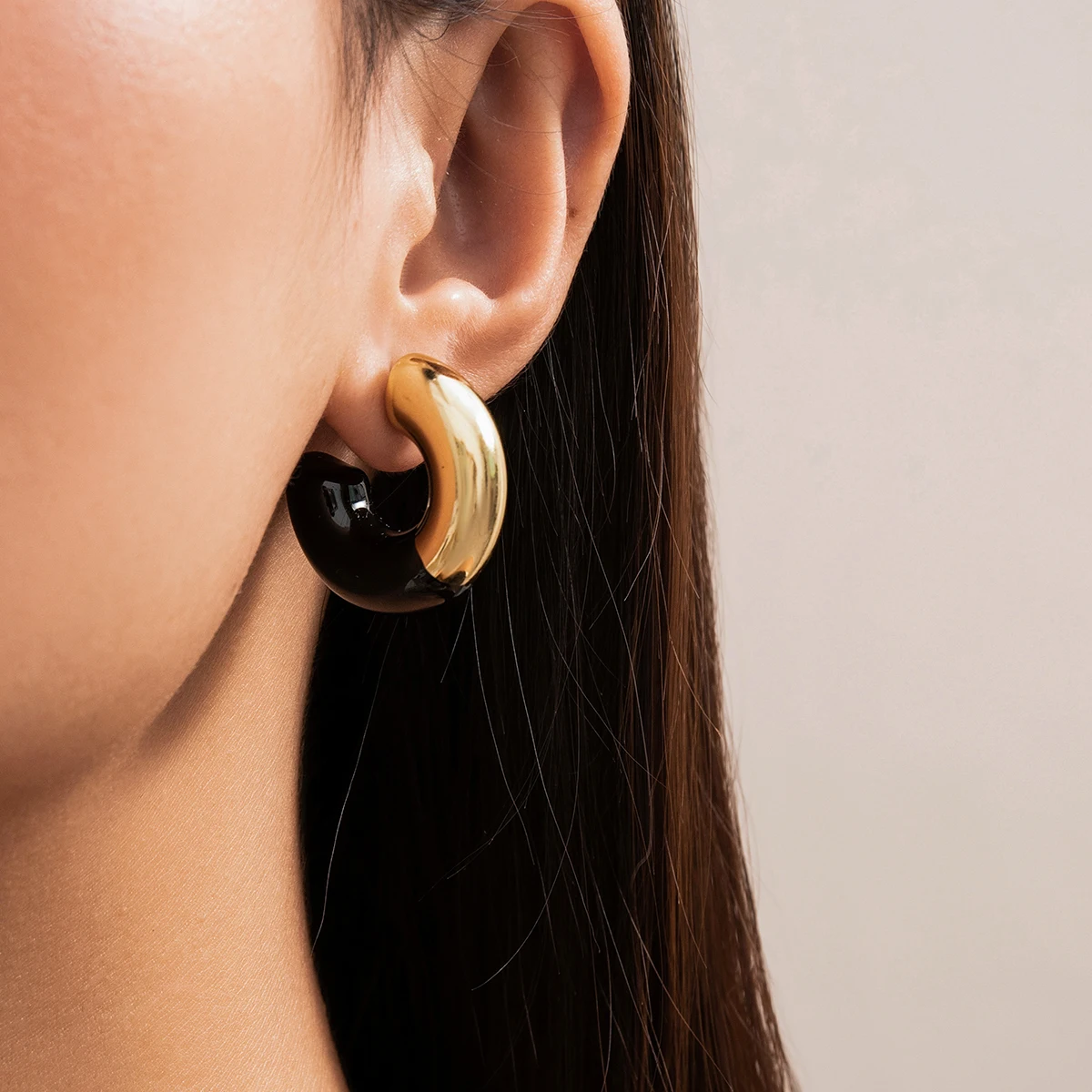 Lacteo-Trendy-C-Shape-Chunky-Stud-Earrings-for-Women-Red-Black-White ...