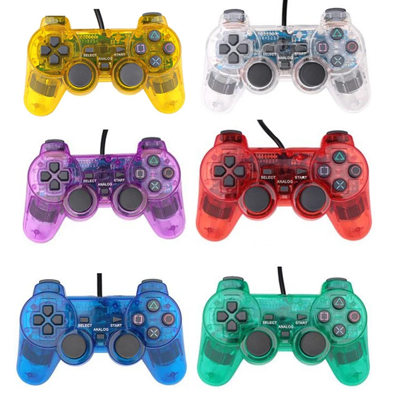 Kablolu bağlantı Gamepad çift titreşim oyun denetleyicisi Playstation 2 ...
