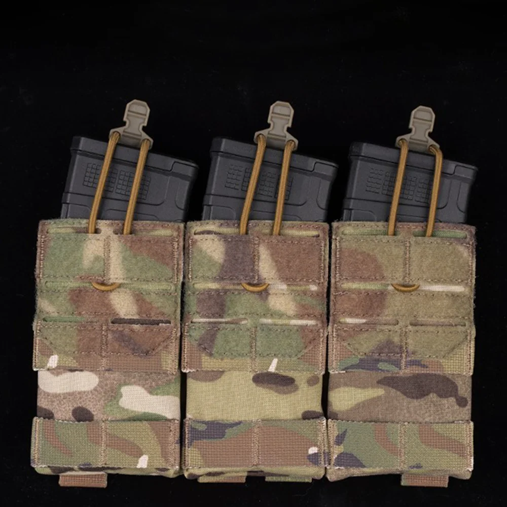 AG 3 MOLLE 5.56 M4 Triple Magazine Pouch Bungee Retention Tactical Vest ...
