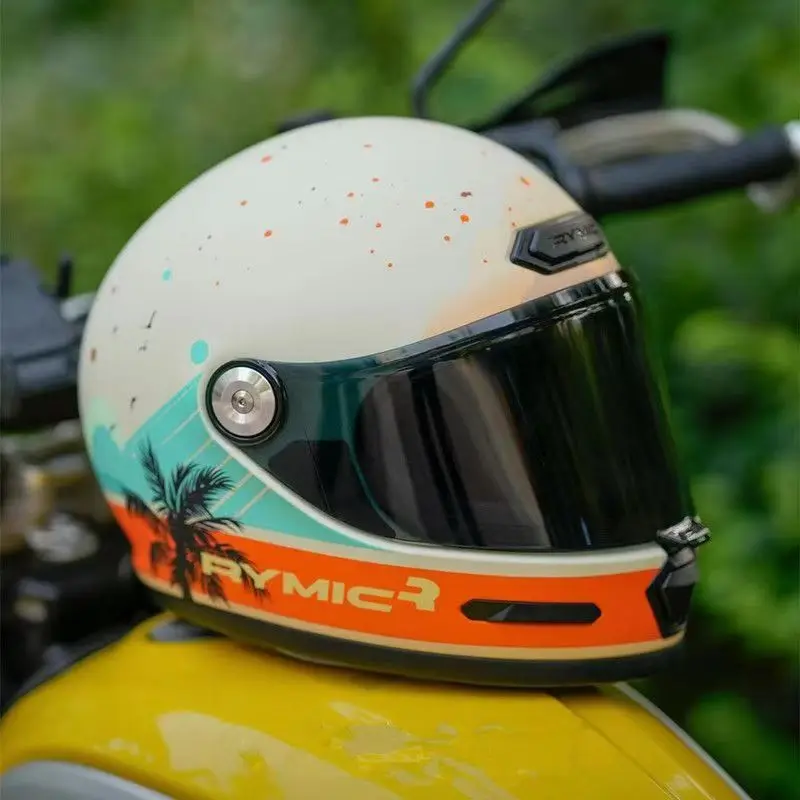 Casco de motocicleta retro con certificación DOT ECE de RYMIC, casco integral para caballero ...