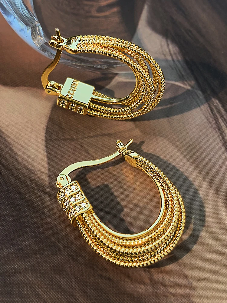 CE French Gold U-shaped Coil Earrings Elegant Metal Earrings Luxury ...