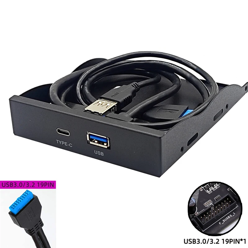 Передняя панель USB 3,0 для ПК с 1 портом USB3.0 + 1 портом USB3.1 Type-C хаб-адаптер VL162 чип ...