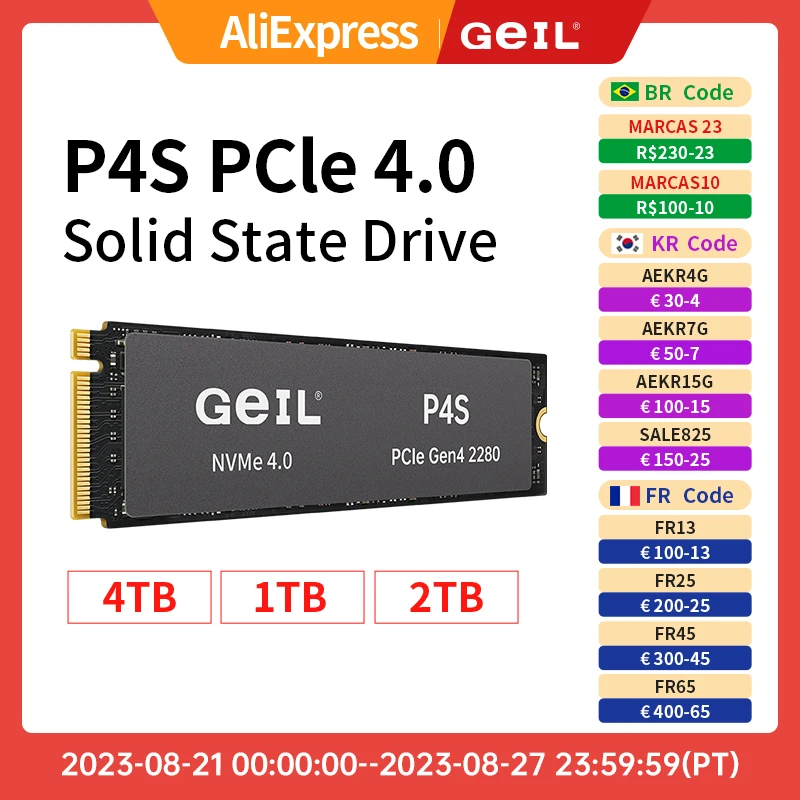 Geil P4S M2 SSD 512gb 1T Unidade Interna de Estado Sólido M.2 NVME PCIe Gen 4.0X4 2280 Para ...