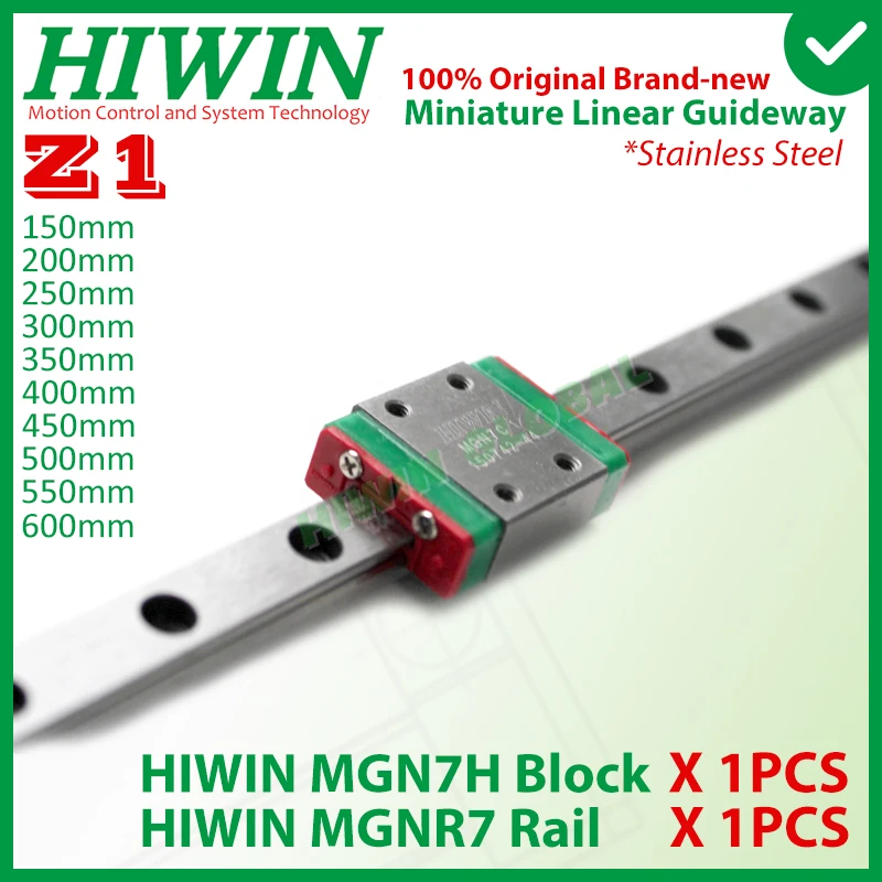 HIWIN Stainless Steel MGN7H Z1 Preloaded Linear Rail 150 200 300 400 ...