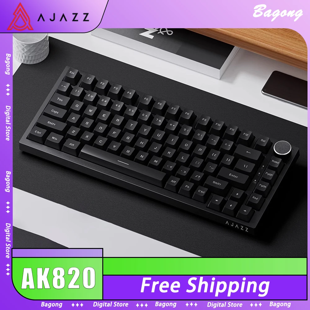 AJAZZ AK820 Mechanical Keyboard Multifunctional Knob Hot Swap Wired ...