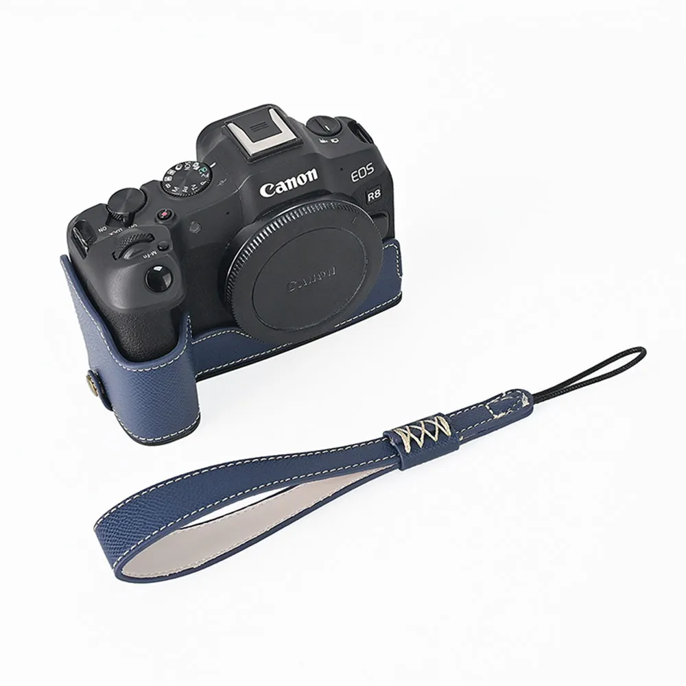 R8 Palm Print PU Leather Camera Half Body Case For Canon EOS R8 Battery ...