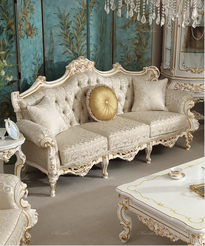 French-Rococo-style-fabric-sofa-combination-living-room-solid-wood ...