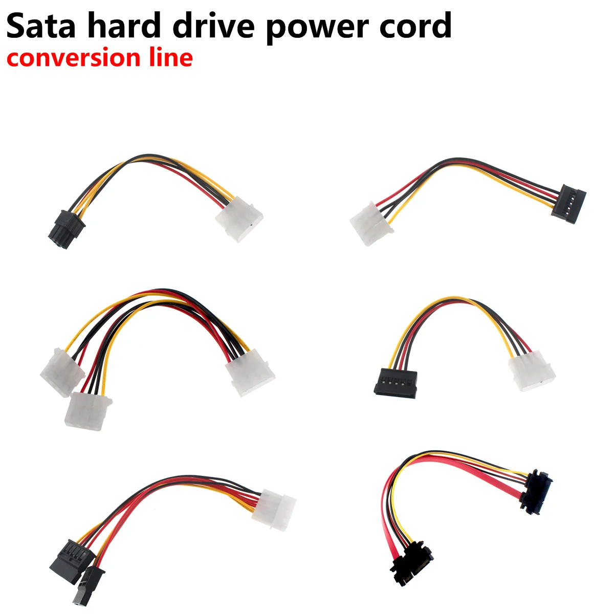 5PCS 15 Pin SATA to 2 Male to Female 4 Pin sata7p 15p male female IDE ...