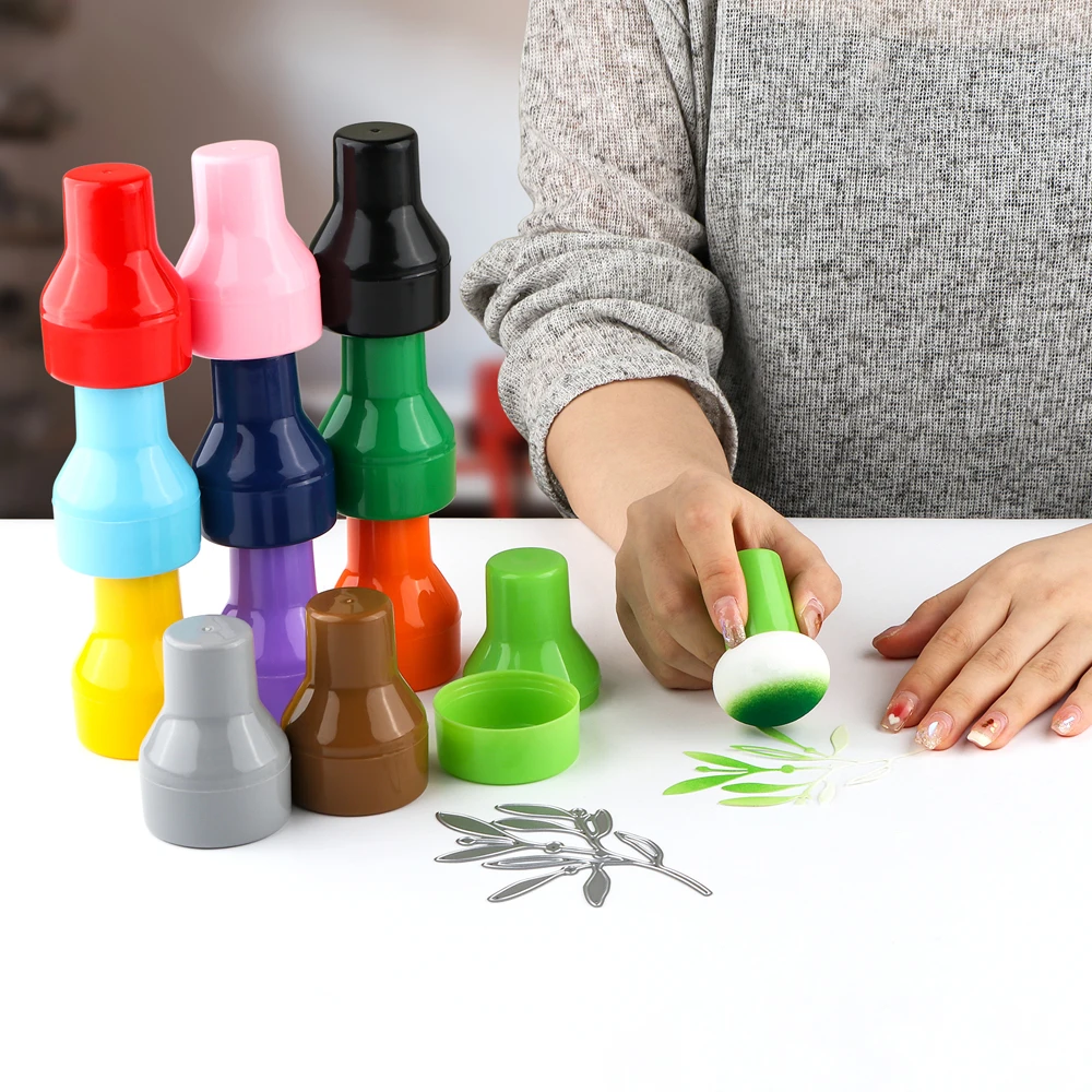9-24pcs-Colorful-Paper-Pouncers-Ink-Applicator-with-Storage-Cases-For ...