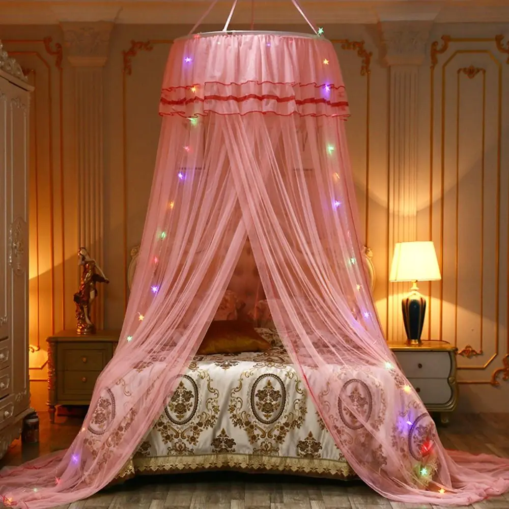 Acetate-Fibre-Mosquito-Net-Solid-Color-with-LED-light-Princess-Bed ...