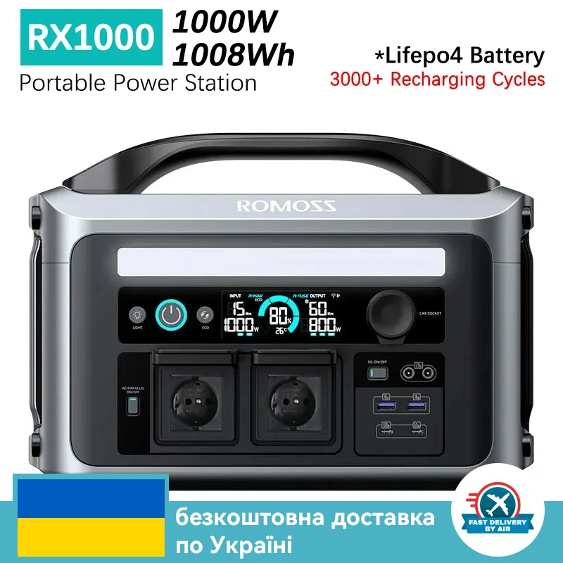 ROMOSS-RX1000-Portable-Power-Station-220V-1000W-315000mAh-Solar-Generator-Power-Supply-Lifepo4 ...