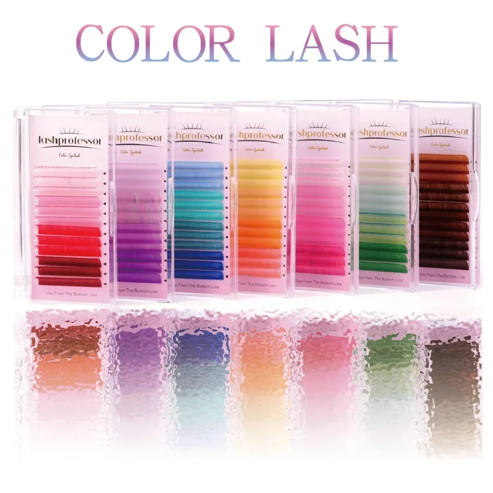 Colored-Lashes-Ombre-Color-Red-Purple-Blue-Pink-Yellow-Green-Brown-Faux ...