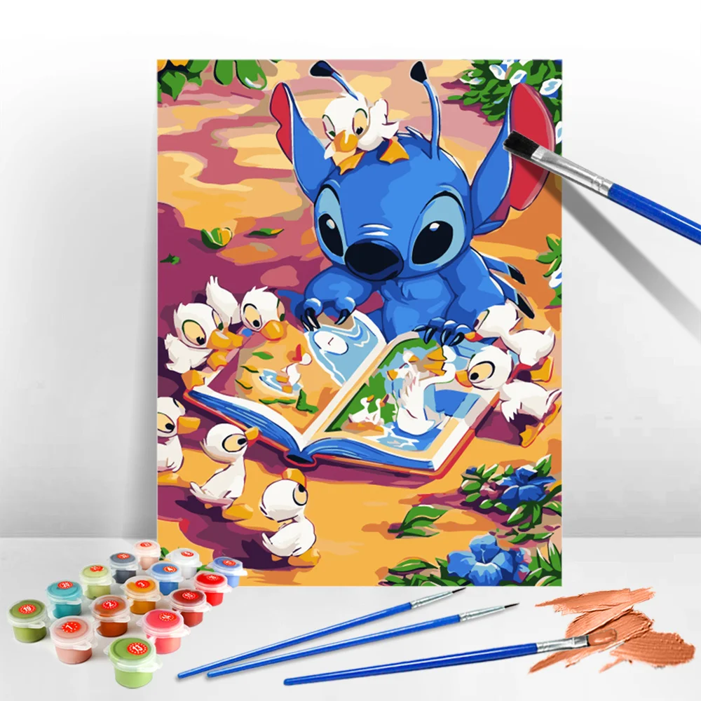 Disney-DIY-Art-Painting-By-Numbers-Lilo-And-Stitch-Cartoon-Acrylic ...