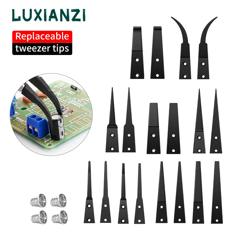 LUXIANZI ESD Anti-Static Tweezers With Replaceable Plastic Tips For Soldering Repair Hand Tool ...