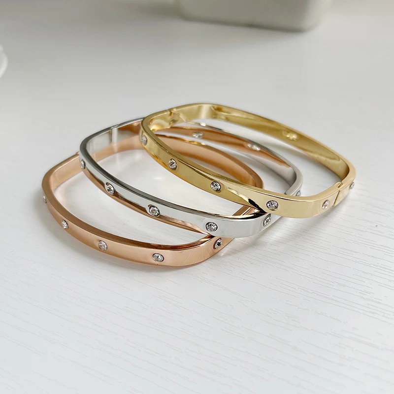 2022-New-Fashion-Jewelry-Lover-Couple-Bracelet-Gold-Color-Zircon-Screw ...