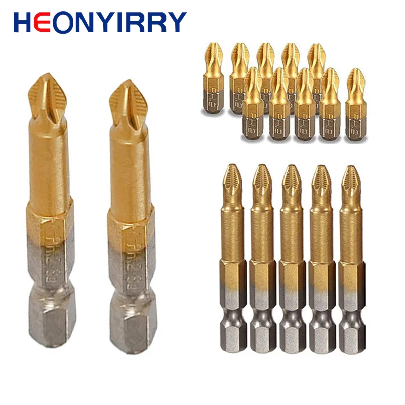 5/10pcs Anti Slip Electric Screwdriver Bits 1/4 Hex Shank Titanium ...