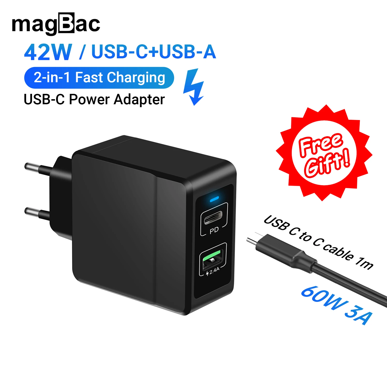 Magbac Pd 30w Quick Charger 2 In 1 Usb C Pd3.0 Smartphone Fast Charger ...