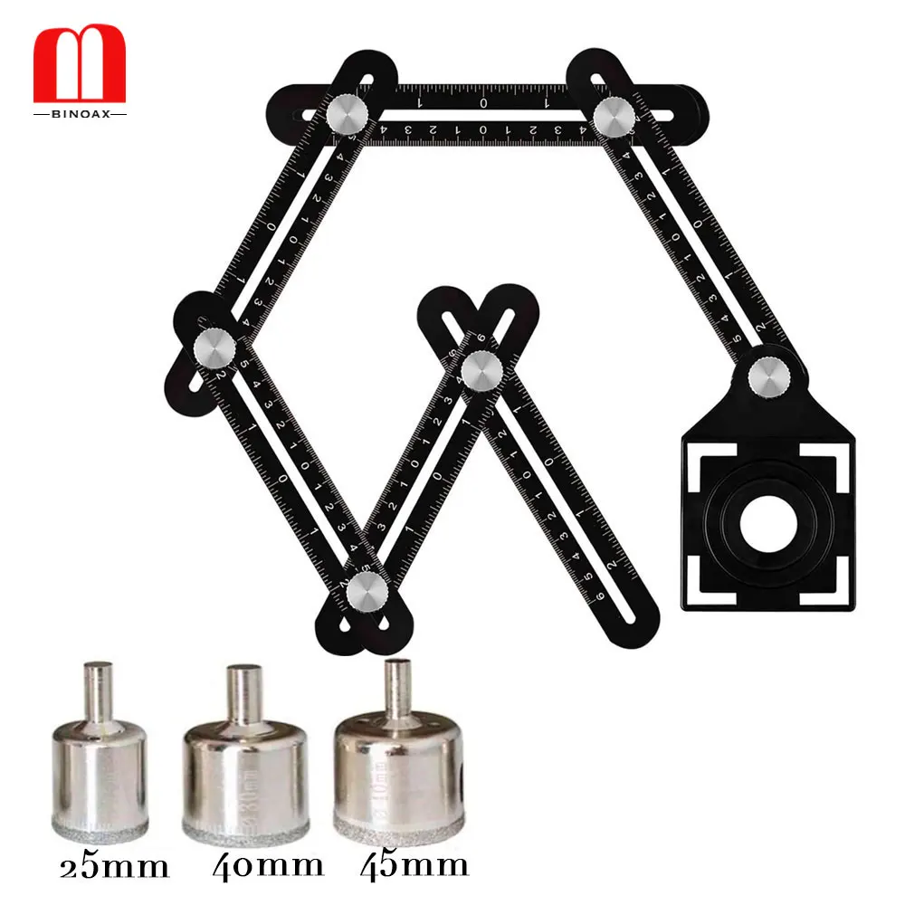 Aluminum Alloy Six Sided Ruler Measuring Instrument Template Angle Tool ...