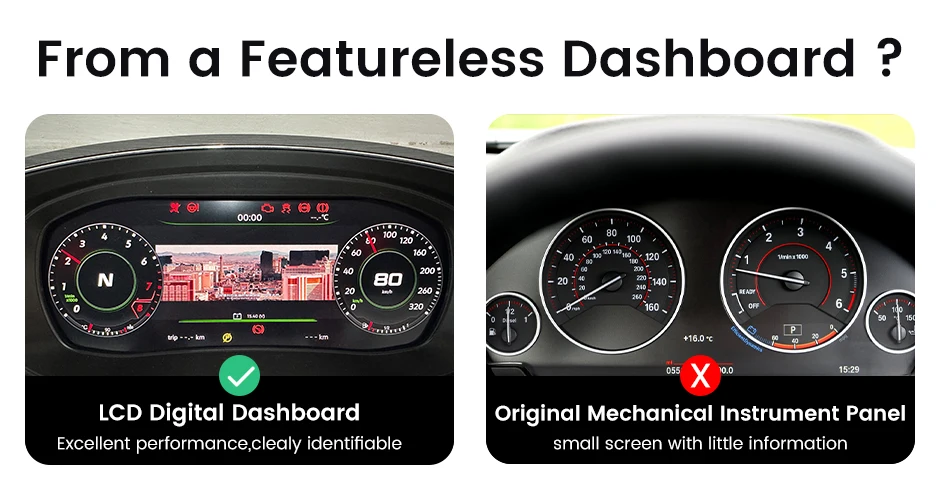 12.5 Inch Digital Dashboard Monitor for Volkswagen Golf 6/7 and Golf MK6 Support Speedometer ...