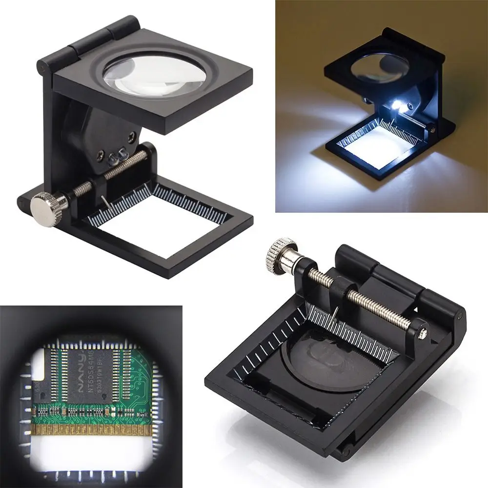 With LED light Folding Pocket Metal Magnifiers Magnifying Glass Cloth ...