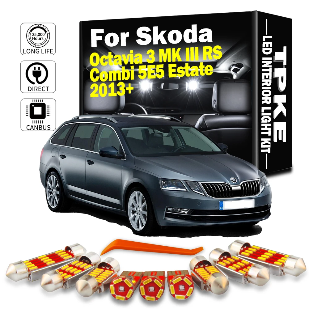 Tpke 11pcs Canbus Car Led Lamp Interior Dome Glove Box Map Lights Bulb Kit For Skoda Octavia 3 ...