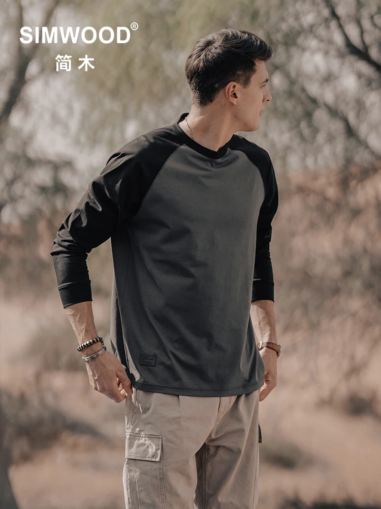 SIMWOOD-2024-Autumn-New-240g-sm-Sorona-Fabric-Long-Raglan-Sleeve-T ...