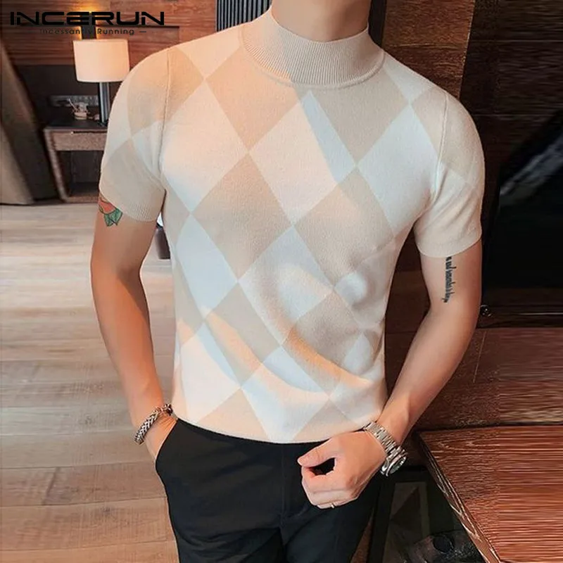 Handsome-Well-Fitting-Tops-INCERUN-Men-s-Knitted-Rhombus-Pattern-T ...