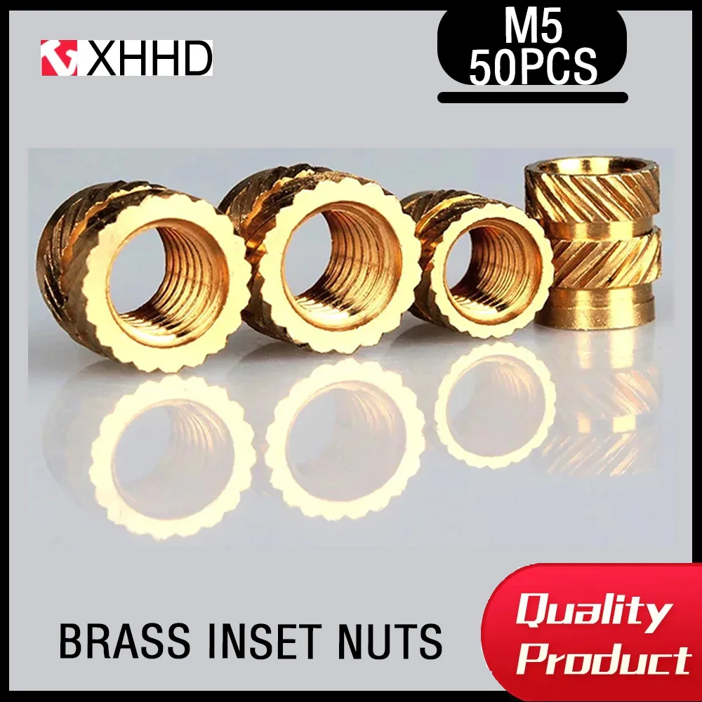 M5-50Pcs-Insert-Knurled-Nuts-Brass-Hot-Melt-Inset-Nuts-Heating-Molding ...