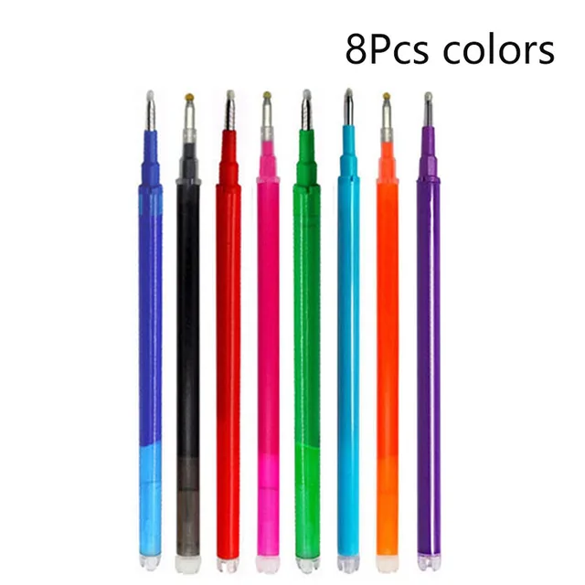 8Pcs Set Erasable Pen Refill 0.7/0.5mm 8 Color Ink Bullet Tip Gel Pen ...
